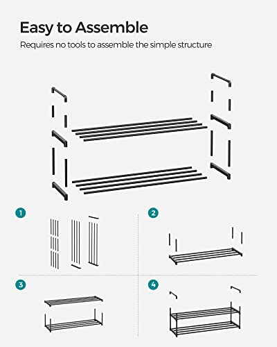 SONGMICS Shoe Rack, 2 Tier Shoe Organizer, Metal Shoe Storage Shelf for 10 Pairs of Shoes, Easy to Assemble, Entryway, Black ULSA12BK