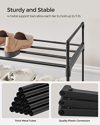 SONGMICS Shoe Rack, 2 Tier Shoe Organizer, Metal Shoe Storage Shelf for 10 Pairs of Shoes, Easy to Assemble, Entryway, Black ULSA12BK