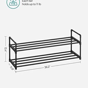 SONGMICS Shoe Rack, 2 Tier Shoe Organizer, Metal Shoe Storage Shelf for 10 Pairs of Shoes, Easy to Assemble, Entryway, Black ULSA12BK