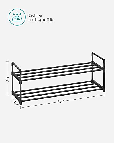 SONGMICS Shoe Rack, 2 Tier Shoe Organizer, Metal Shoe Storage Shelf for 10 Pairs of Shoes, Easy to Assemble, Entryway, Black ULSA12BK