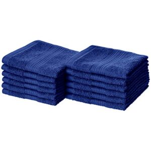 amazon basics fade-resistant cotton washcloth - 12-pack, navy blue