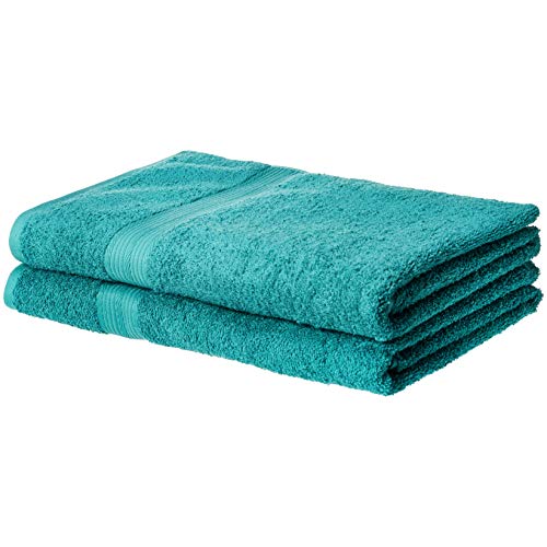 Amazon Basics Fade-Resistant Cotton Bath Sheet - 2-Pack, Teal