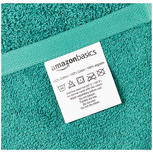 Amazon Basics Fade-Resistant Cotton Bath Sheet - 2-Pack, Teal