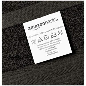 AmazonBasics Fade-Resistant Cotton Hand Towel - 6-Pack, Black