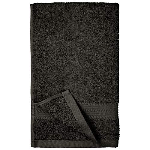 AmazonBasics Fade-Resistant Cotton Hand Towel - 6-Pack, Black