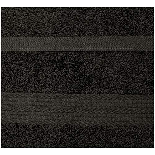 AmazonBasics Fade-Resistant Cotton Hand Towel - 6-Pack, Black