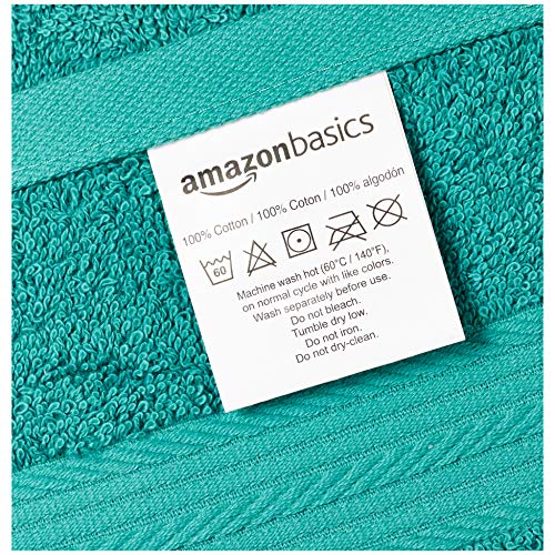 Amazon Basics Fade-Resistant Cotton Hand Towel - 6-Pack, Teal