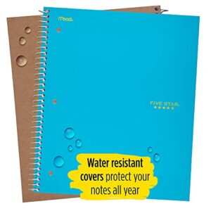 Five Star Spiral Notebooks, 1 Subject, College Ruled Paper, 100 Sheets, 11" x 8-1/2", Teal, Yellow, 2 Pack (38440)