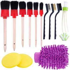 janyun 13 pcs auto detailing brush set car detail brushes kit supplies for cleaning automotive cleaning wheels dashboard interior exterior leather air vents emblems (black)