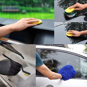 JANYUN 13 Pcs Auto Detailing Brush Set Car Detail Brushes Kit Supplies for Cleaning Automotive Cleaning Wheels Dashboard Interior Exterior Leather Air Vents Emblems (Black)