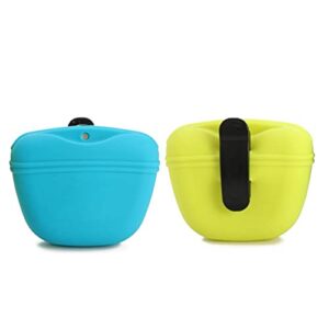 royalcare silicone dog treat pouch-small training bag-portable dog treat bag for leash with magnetic closure and waist clip - 2pieces [us design patent]