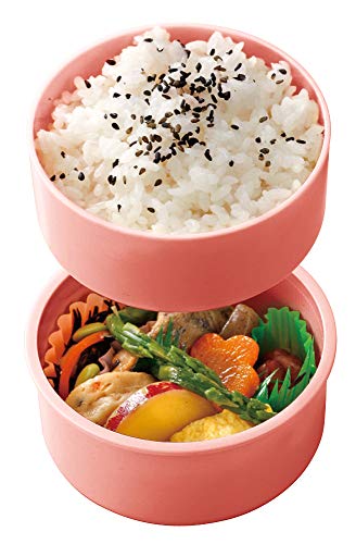 Skater Sumikkogurashi 2 Tier Round Bento Lunch Box with Folk (17oz) - Authentic Japanese Design - Microwave Safe - Pink