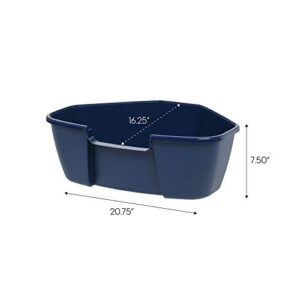 IRIS USA Large Open Top Corner Cat Litter Tray with Scoop, Sturdy Comfortable Easy to Clean Open Air Kitty Rabbit Litter Pan with Tall Walls, Navy