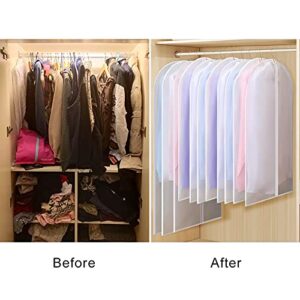 Univivi Clear Garment Bags for Hanging Clothes 60 inch Clear Dress Bags for Storage 6Pack Suit Cover for Long Gown Coat