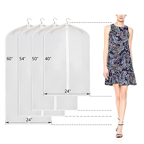 Univivi Clear Garment Bags for Hanging Clothes 60 inch Clear Dress Bags for Storage 6Pack Suit Cover for Long Gown Coat