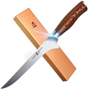 tuo boning knife - razor sharp fillet knife - high carbon german stainless steel kitchen cutlery - pakkawood handle - luxurious gift box included - 7 inch - fiery phoenix series