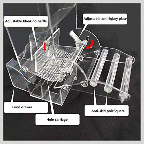 No Split Bird Seed Feeder for Cage,Parrot Automatic Foraging Systems Food Feeding Station with Perch,Heavty Acrylic,One-Step Moulding