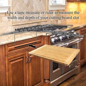 BambooMN Universal Premium Pull Out Cutting Boards - Under Counter Replacement - Designed To Fit Standard Slots - Heavy Duty Kitchen Board with Juice Groove - 22" x 14" x 0.75" - 1 Piece