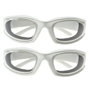 haoun 2 pack onion goggles tear free kitchen eye glasses onion cutting goggles with inside sponge (white)