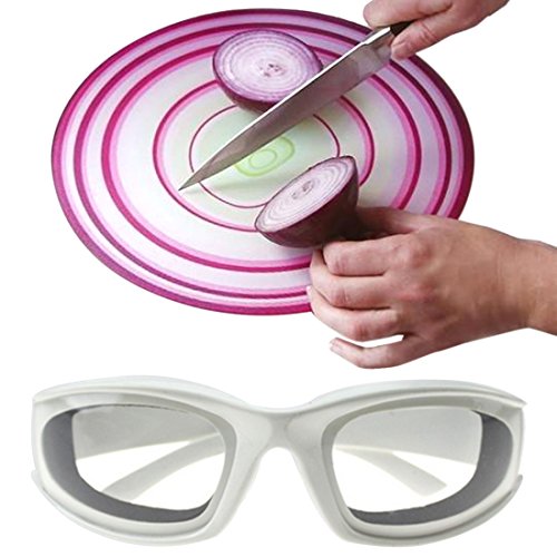 Haoun 2 Pack Onion Goggles Tear Free Kitchen Eye Glasses Onion Cutting Goggles with Inside Sponge (White)