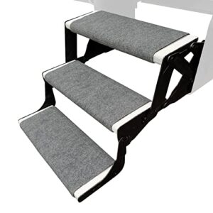 prest-o-fit 2-4064 outrigger rv step rug castle gray 18 in. wide, 3 step set