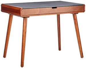 christopher knight home peninah mid-century rubberwood writing desk, charcoal grey / medium brown