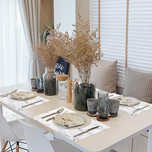 GENNISSY Marble Placemats for Dining Table Set of 6 Thin Environmental Table Mats Easy Clean for Kitchen Dinner Party((Marble)