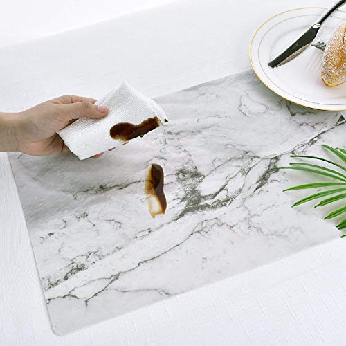 GENNISSY Marble Placemats for Dining Table Set of 6 Thin Environmental Table Mats Easy Clean for Kitchen Dinner Party((Marble)