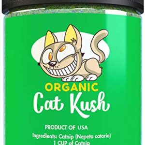 Organic Catnip by Cat Kush, Safe Premium Blend Perfect for Cats, Instilled with Maximized Potency your Kitty is Guaranteed to Go Crazy for! (1 Cup)