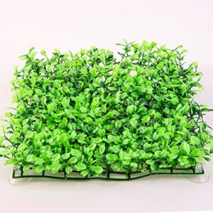 slson aquarium decorations grass artificial plastic lawn 9 inches square landscape green plants for saltwater freshwater tropical fish tank decoration,with 8 pcs suction cups