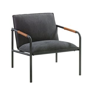 sauder boulevard cafe metal lounge chair, charcoal gray finish