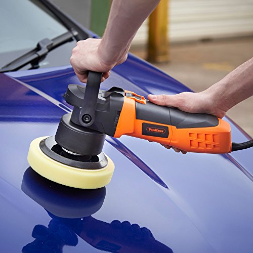 VonHaus 6" Dual Action Polisher Machine Kit, Random Orbital Buffer with 6 Variable Speeds for Cars, Boats, Tiles - Includes 4 Polishing Pads, Wash Mitt, Microfiber Cloth and Carrying Bag