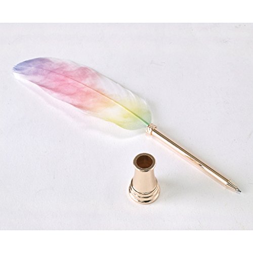 SPICE OF LIFE Feather Quill Pen & Stand Holder - Pink - Ballpen Set, Office/School Accessories