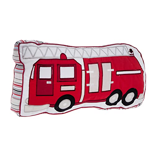 Cozy Line Home Fashions Fire Truck Pillow Boys Cotton Decorative Throw Pillows Couch Bed Living Room Kids Bedroom Decor(Firetruck Pillow, 1 Piece)