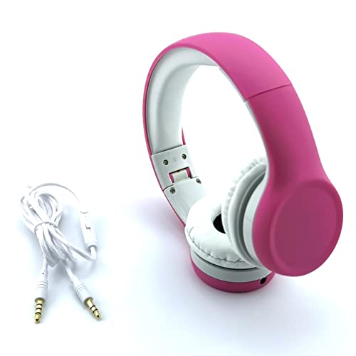 YUSONIC Toddler Headphones for Kids,Two Audio Port for Sharing, Children Headphones for Kids with mic & Volume Limiting,Boys Girls Baby cellphones Class Travel uses (Pink)