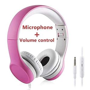 YUSONIC Toddler Headphones for Kids,Two Audio Port for Sharing, Children Headphones for Kids with mic & Volume Limiting,Boys Girls Baby cellphones Class Travel uses (Pink)