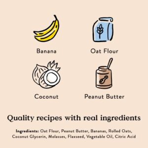 Bocce’s Bakery Oven Baked PB & Banana Recipe Treats for Dogs, Wheat-Free Everyday Dog Treats, Real Ingredients, Baked in The USA, All-Natural Soft & Chewy Cookies, Peanut Butter & Banana, 6 oz