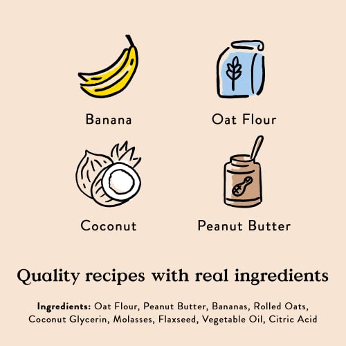 Bocce’s Bakery Oven Baked PB & Banana Recipe Treats for Dogs, Wheat-Free Everyday Dog Treats, Real Ingredients, Baked in The USA, All-Natural Soft & Chewy Cookies, Peanut Butter & Banana, 6 oz