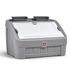 step2 2-in-1 toy box & art lid | plastic toy & art storage container, grey