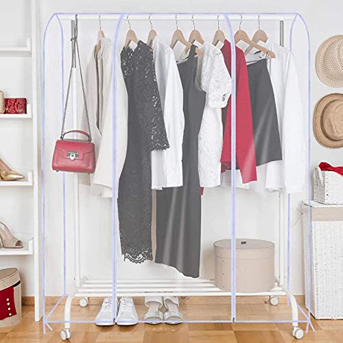 71" Garment Bags For Hanging Clothes, Garment Bag, Clear Garment Rack Cover, Clothes Rack Cover For Storage,Hanging Clothes Storage Wardrobe Bag Sealed Clothes Cover For Coats Suits Sweaters Dresses