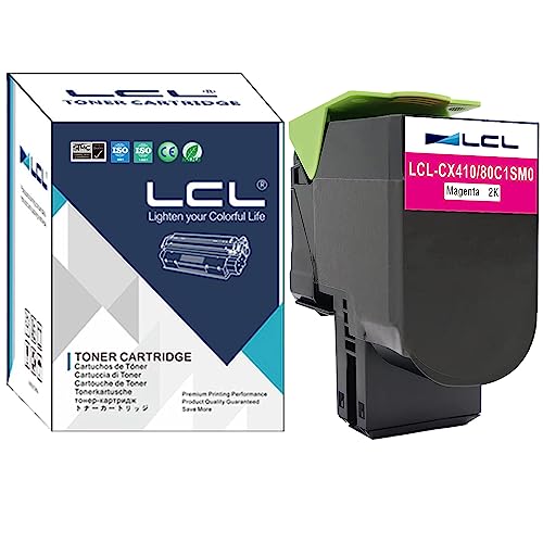 LCL Remanufactured Toner Cartridge Replacement for Lexmark 80C1SM0 80C10M0 801SM 801M CX310 CX310n CX310dn CX410 CX410de CX410dte CX410e CX510 CX510de CX510dthe CX510dhe 2000 Pages (1-Pack Magenta)