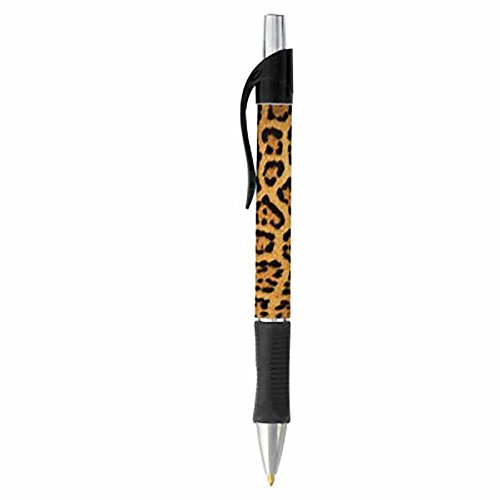 Leopard Animal Print Pen - Black or Blue Writing Ink - Wildlife Nature Design - Stationery Gift - Office Business School Supplies (BLACK INK)