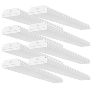 faithsail 4ft led wraparound garage shop lights, 40w 4400lm 4000k neutral white, 48 inch led wrap light flush mount linear office ceiling lighting fixture, 4 foot fluorescent light replacement, 8 pack