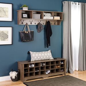 Prepac 24 Pair Shoe Storage Cubby Bench, Drifted Gray