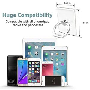 Cell Phone Ring Holder Stand Transparent 4 Pack Finger Grip Loop Mount 360 Degree Rotation Universal Smartphone Kickstand Compatible with iPhone X 8 7 7Plus Samsung Galaxy S7 S8 LG Google