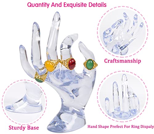 ChezMax Jewelry Display Holder, Hand Bracelet Ring Rack, Polyresin Necklace Stand, Women Mannequin Decorative Organizer, Transparent, for Home & Store, with 2 PCS Cone Ring Holder