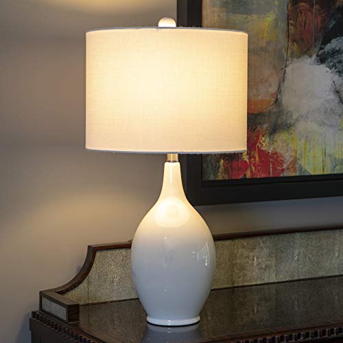 Decor Therapy TL15460 Annabelle Ceramic Table Lamp, High Gloss White