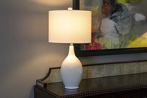 Decor Therapy TL15460 Annabelle Ceramic Table Lamp, High Gloss White