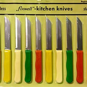 Fixwell Stainless Steel Multi Purpose Knives, 12 pcs, RED GREEN