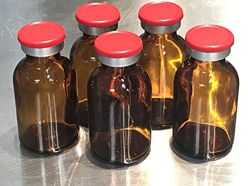 20ml Sterile Amber Vial 10 Pack Red Flip Off Caps